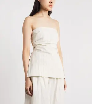 ST. AGNI Pinstripe Tie-detail Top