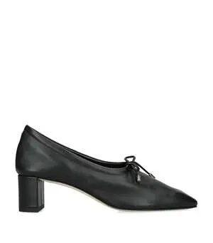 AeydĒ Narissa Leather Block Heel Pumps - Black