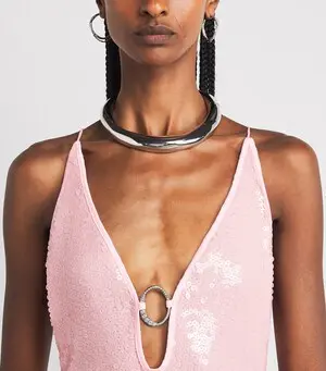 Oseree Sequinned O-ring Lumière Midi Dress