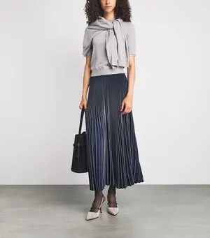 Fabiana Filippi Virgin Wool-cotton T-shirt With Tulle Cuffs - Grey