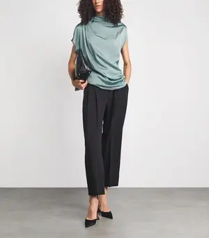 Fabiana Filippi Satin Asymmetrical Draped Blouse