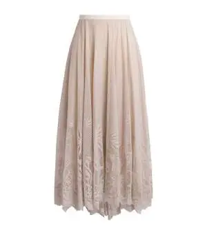 Fabiana Filippi Lace Jacquard Maxi Skirt - Beige