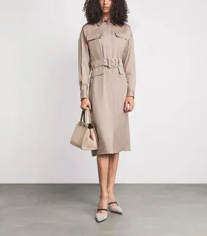 Fabiana Filippi Wool-blend Safari Midi Dress With Tie Belt