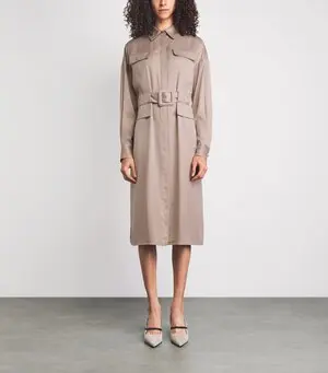 Fabiana Filippi Wool-blend Safari Midi Dress With Tie Belt
