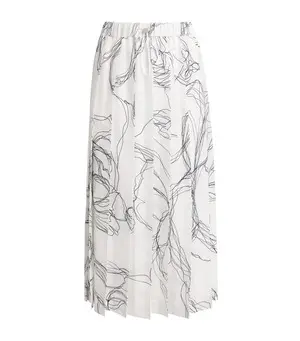 Fabiana Filippi Silk Floral Pleated Midi Skirt - White