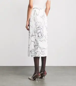 Fabiana Filippi Silk Floral Pleated Midi Skirt - White