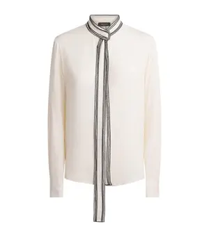 Fabiana Filippi Crêpe De Chine Bow-detail Shirt - Beige