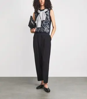 Fabiana Filippi Sleeveless Floral Print Silk Blend Blouse