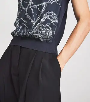 Fabiana Filippi Sleeveless Floral Print Silk Blend Blouse