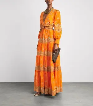 Alice + Olivia Embellished Ruffled Maxi Dress