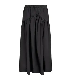 Theory Curved Yoke Midi Skirt - Black