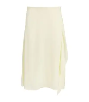 Theory Crushed Satin Draped Sarong Midi Skirt