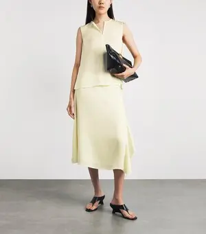 Theory Crushed Satin Draped Sarong Midi Skirt
