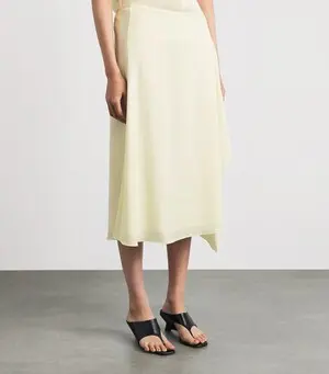 Theory Crushed Satin Draped Sarong Midi Skirt