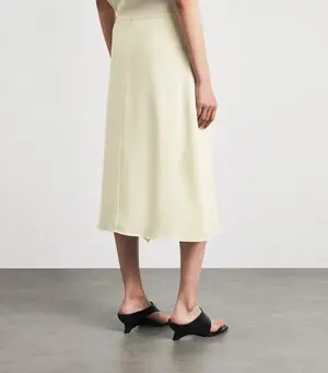 Theory Crushed Satin Draped Sarong Midi Skirt