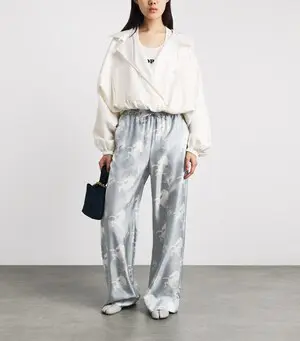 Stella McCartney Silk Horse Print Wide-leg Trousers - Blue