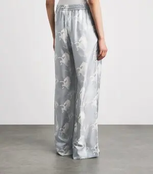 Stella McCartney Silk Horse Print Wide-leg Trousers - Blue