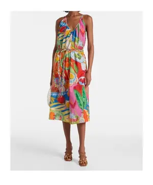 Farm Rio Sleeveless V-neck Maxi Dress With Detachable Belt