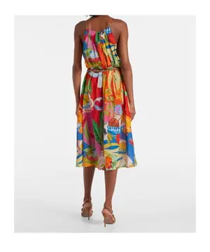 Farm Rio Sleeveless V-neck Maxi Dress With Detachable Belt