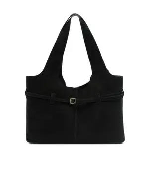 Manu Atelier Cambon Cabas Suede Tote Bag - Black