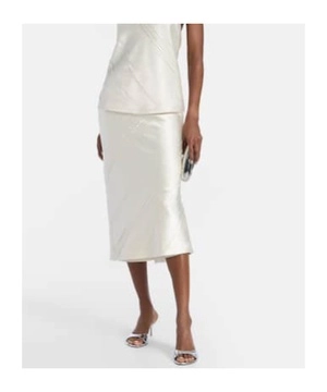 Sportmax Ruta Pleated Satin Pencil Skirt