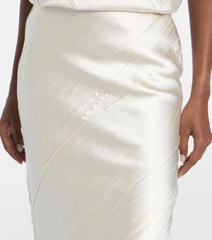 Sportmax Ruta Pleated Satin Pencil Skirt