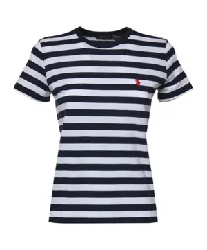 Polo Ralph Lauren Horizontal-stripe Logo-embroidered T-shirt - Navy