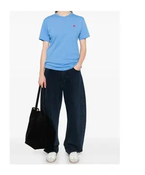 Play Comme Des Garcon Heart-patch Cotton T-shirt - Blue