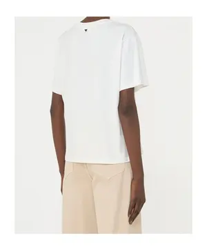 Max Mara Crewneck T-shirt With Embroidered Butterfly Logo - White