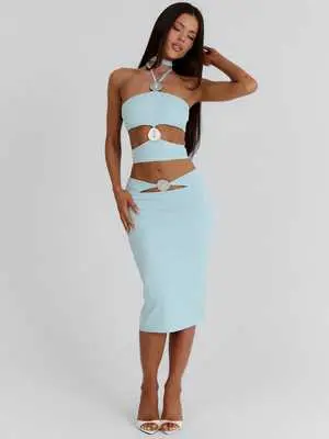 OUTCAST Zaniah Halter Neck Crop Top With Cut-out Detail