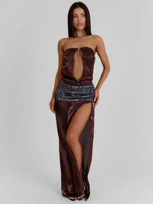 OUTCAST Lezeth Maxi Dress Brown - Purple