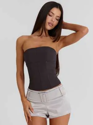 OUTCAST Chaya Corset Top - Brown