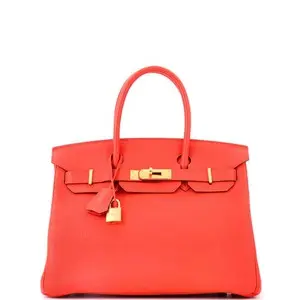 Hermès Birkin Handbag Orange Togo With Gold Hardware 30 - Red