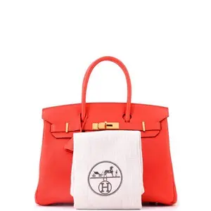Hermès Birkin Handbag Orange Togo With Gold Hardware 30 - Red