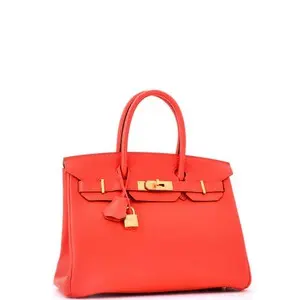 Hermès Birkin Handbag Orange Togo With Gold Hardware 30 - Red