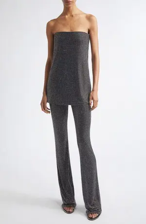 Alexander Wang Crystal Embellished Strapless Corset Jumpsuit - Black