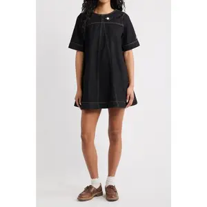 DAMSON MADDER Bridget Organic Cotton Denim Minidress - Black