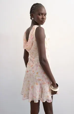 Topshop Floral Cowl Neck Minidress