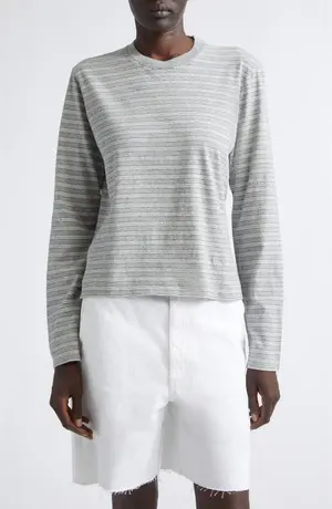 KALLMEYER Wynn Stripe Long Sleeve Cotton T-shirt - Heather Stripe