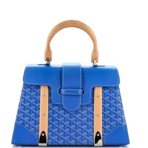 Goyard Saigon Top Handle Bag Coated Canvas With Leather Mm - Blue