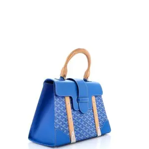 Goyard Saigon Top Handle Bag Coated Canvas With Leather Mm - Blue