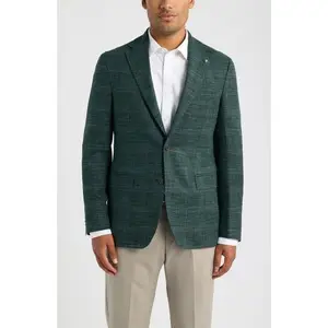 JACK VICTOR Midland Windowpane Sport Coat - Forest Green