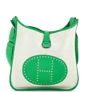 Hermès Evelyne Bag Gen Iii Toile And Leather Gm - Green