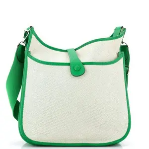 Hermès Evelyne Bag Gen Iii Toile And Leather Gm - Green