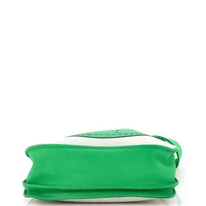 Hermès Evelyne Bag Gen Iii Toile And Leather Gm - Green
