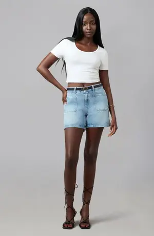 LOLA DENIM Liana High Rise Cut-off Denim Shorts
