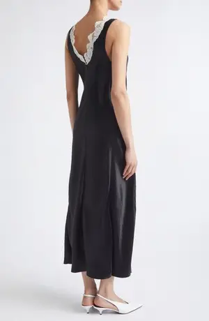 Maria Mcmanus Lace Trim Satin Maxi Dress
