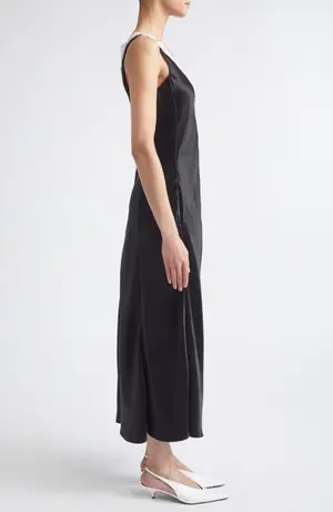 Maria Mcmanus Lace Trim Satin Maxi Dress