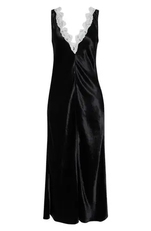 Maria Mcmanus Lace Trim Satin Maxi Dress