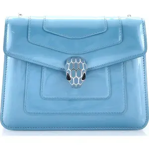 BVLGARI Serpenti Forever Square Shoulder Bag Patent Small - Blue